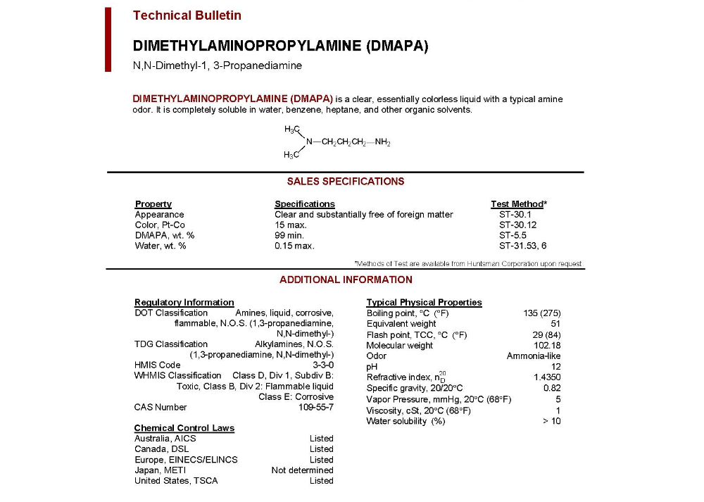 Dimethylaminopropylamine (DMAPA) | 新翔科技材料有限公司